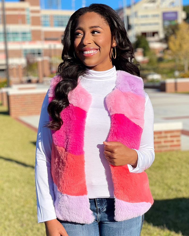 Campus Sunset Fur Vest – True Orange Boutique
