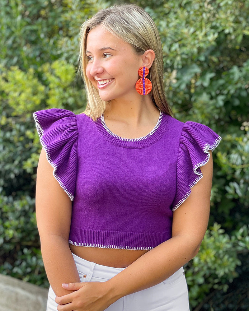 Collins Cropped Sweater Top - Purple – True Orange Boutique