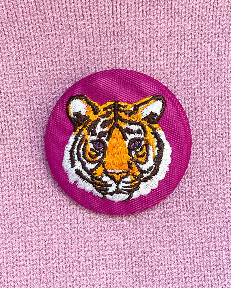 Embroidered Tiger Game Day Button – True Orange Boutique