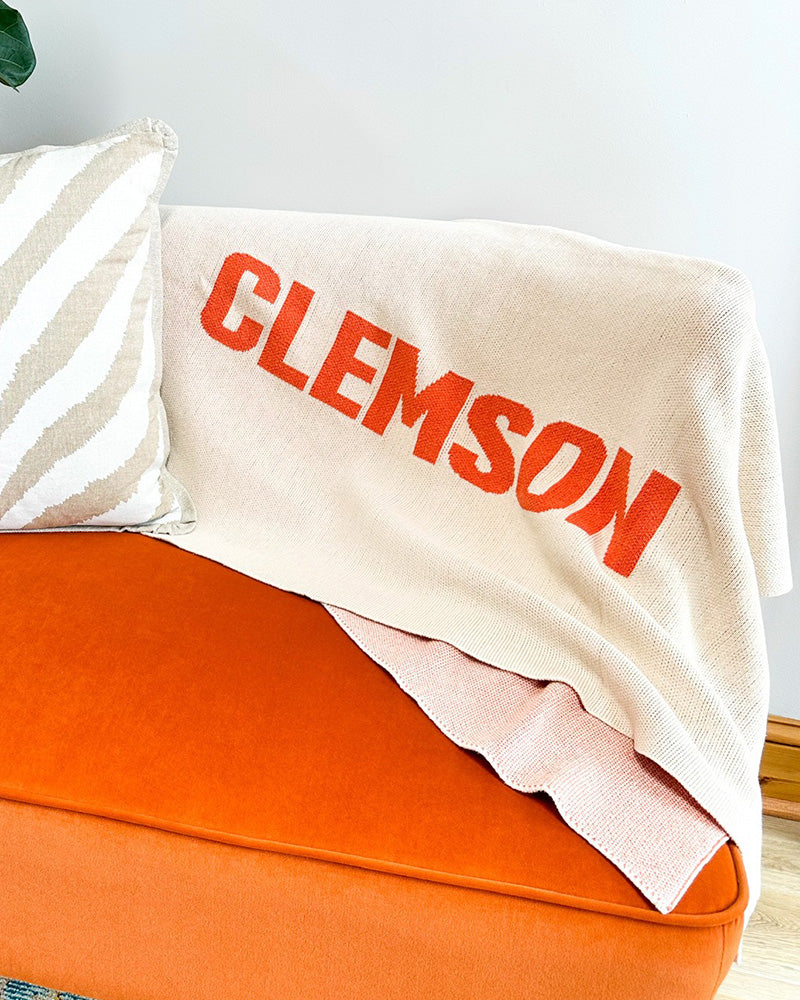 Knit Clemson Throw – True Orange Boutique