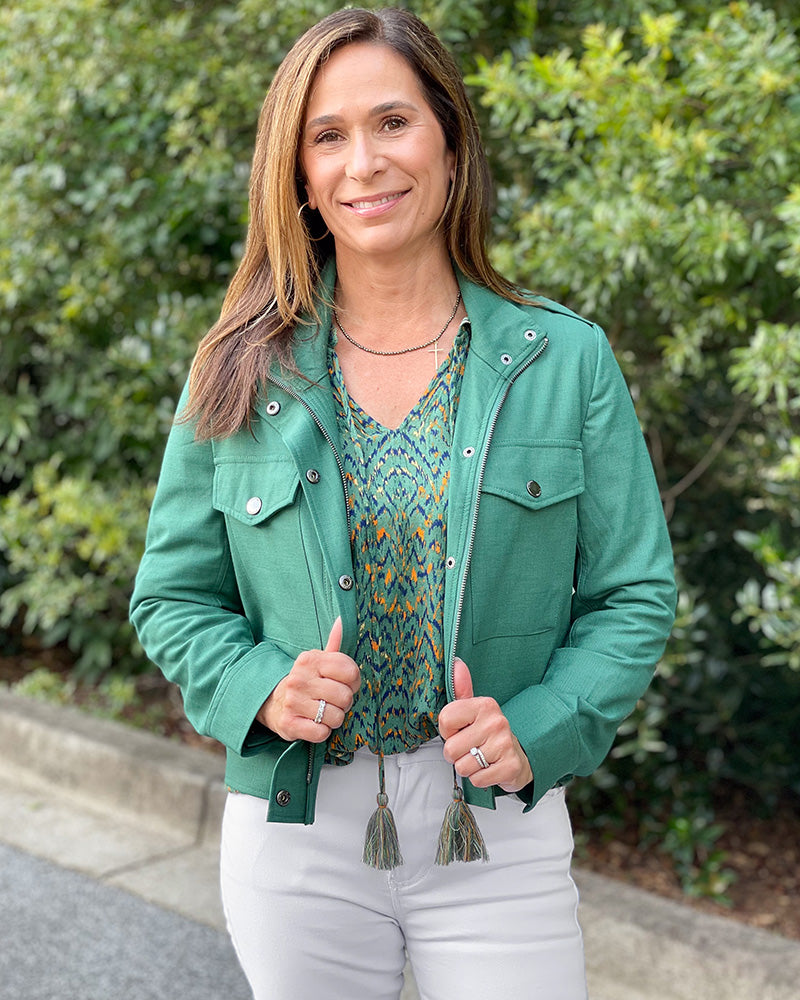 Liverpool Utility Crop Jacket - Serpentine – True Orange Boutique